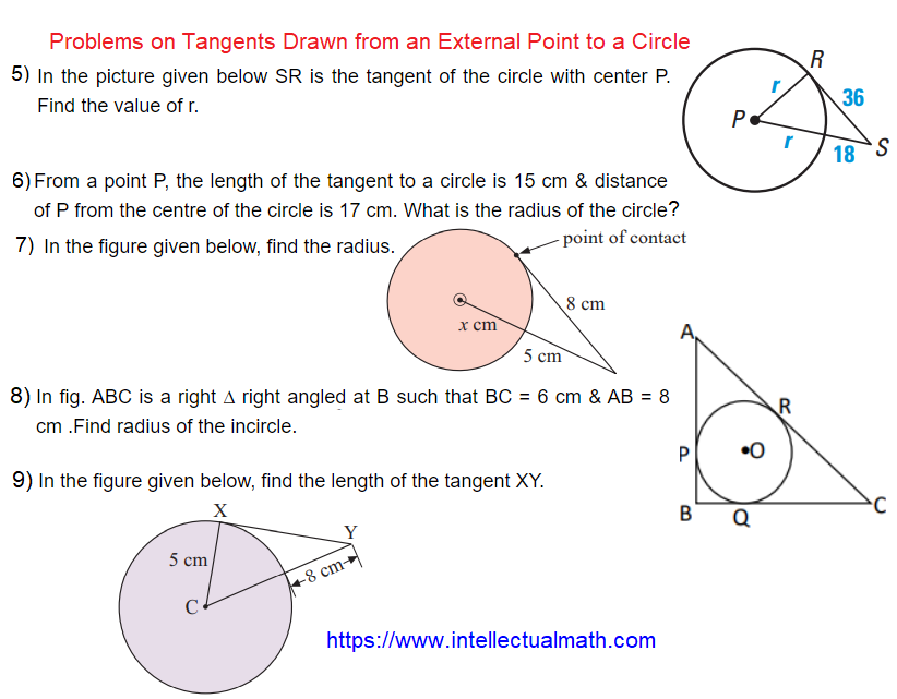 Lengths Of Tangents Drawn From An External Point To A Circle Worksheet
